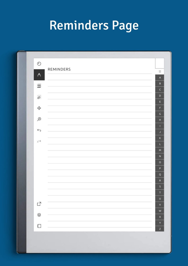 Alphabetical Remarkable Planner, A-Z Tabs Hyperlinked Notebook, Digital ...