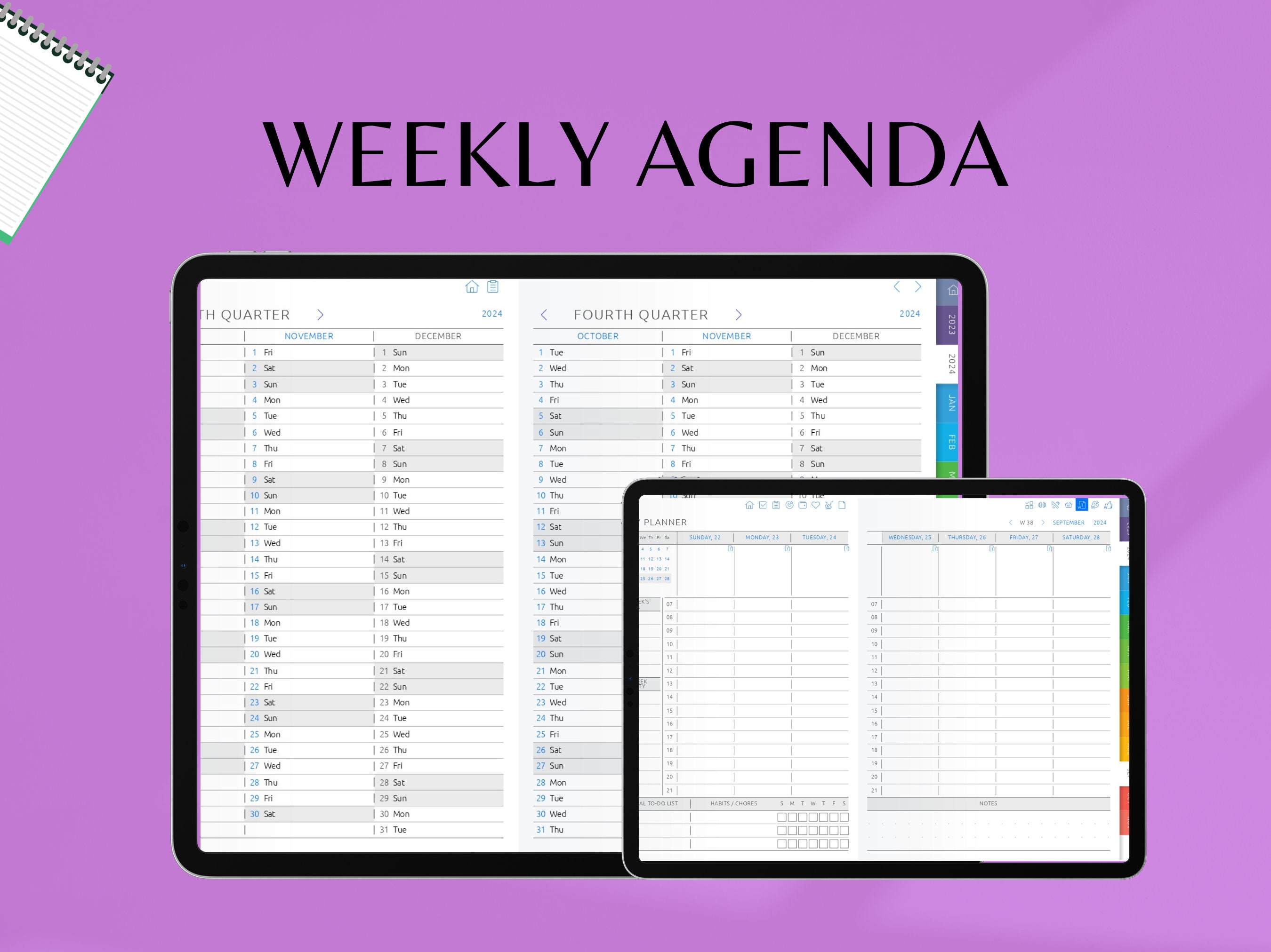 Digital Weekly Agenda, Weekly Agenda, Digital Weekly Planner, Weekly ...