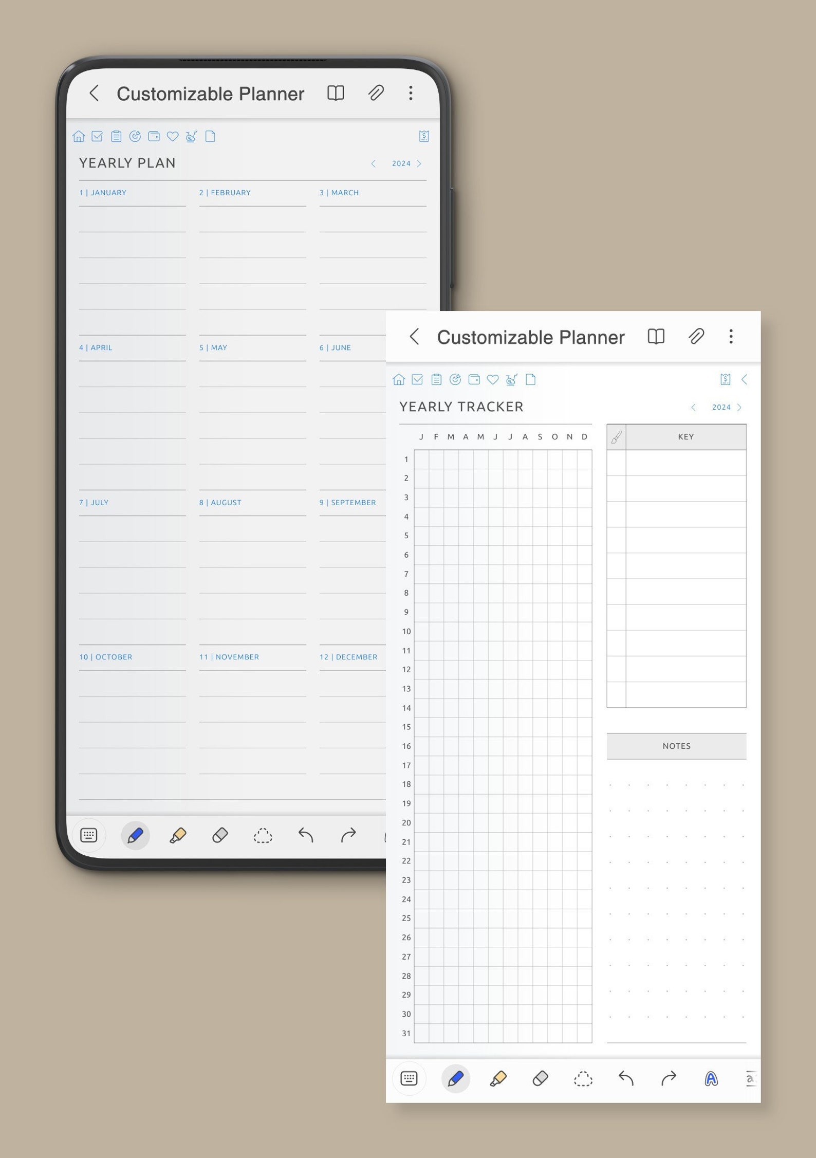 Samsung / Android / iPhone Digital Planner, Phone Calendar Organizer ...