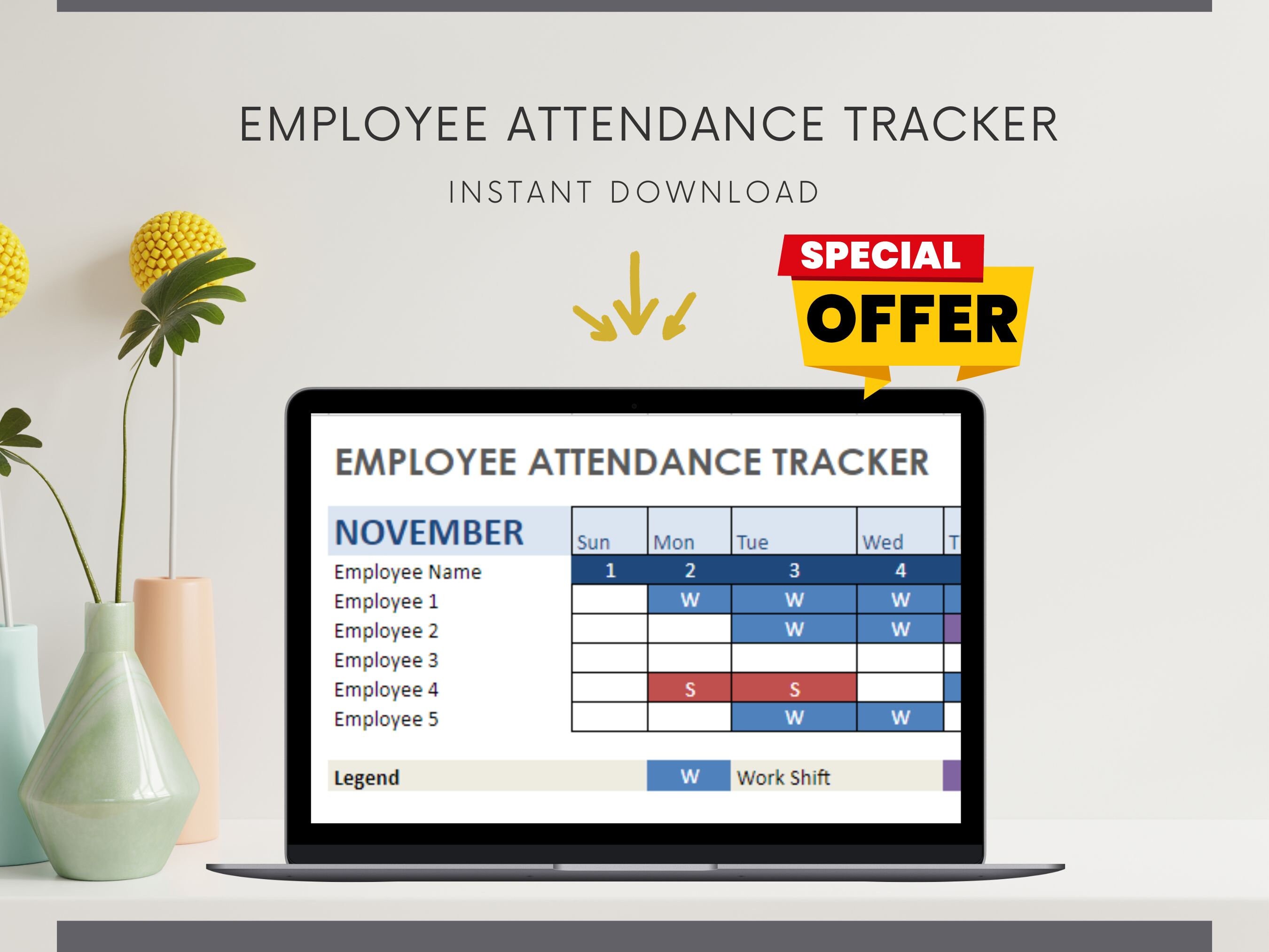 Efficient Employee Attendance Tracker Template for Organized Workforce ...