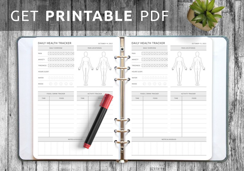 Daily Health Tracker Daily Overview Digital Fitness Planner Glow up ...