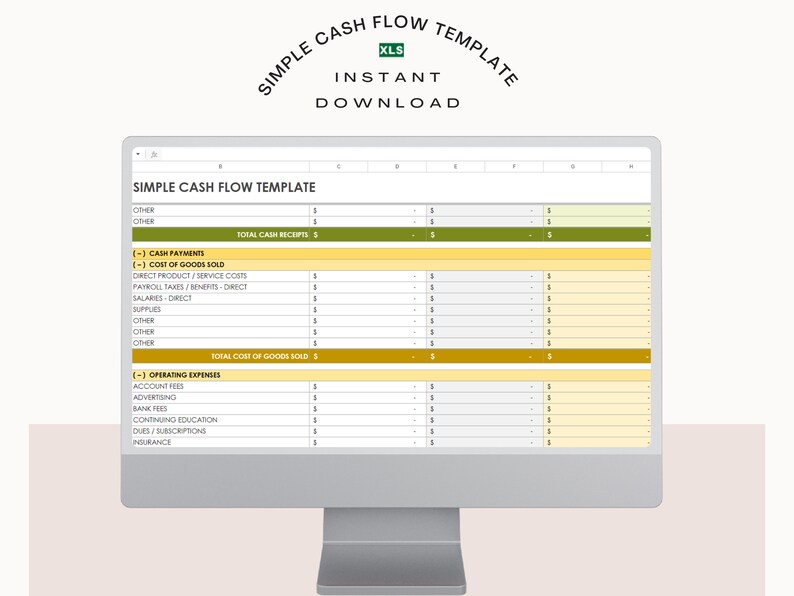 Simple Cash Flow Template - Financial Planner for Small Business, Excel ...