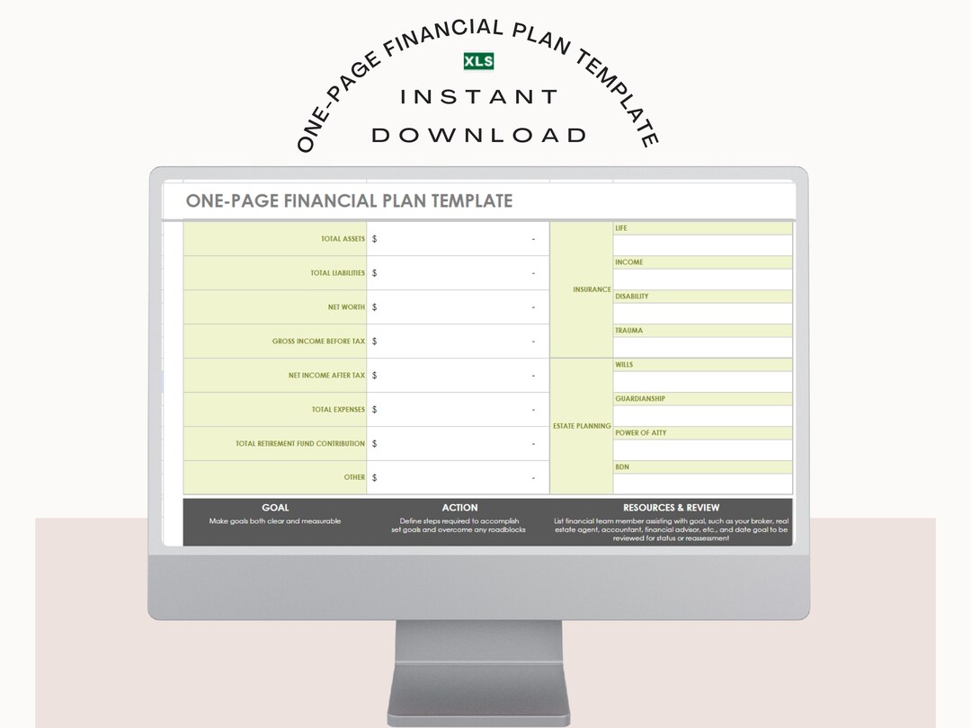 ONE PAGE FINANCIAL Plan - Small Business Budgeting & Planning Excel ...