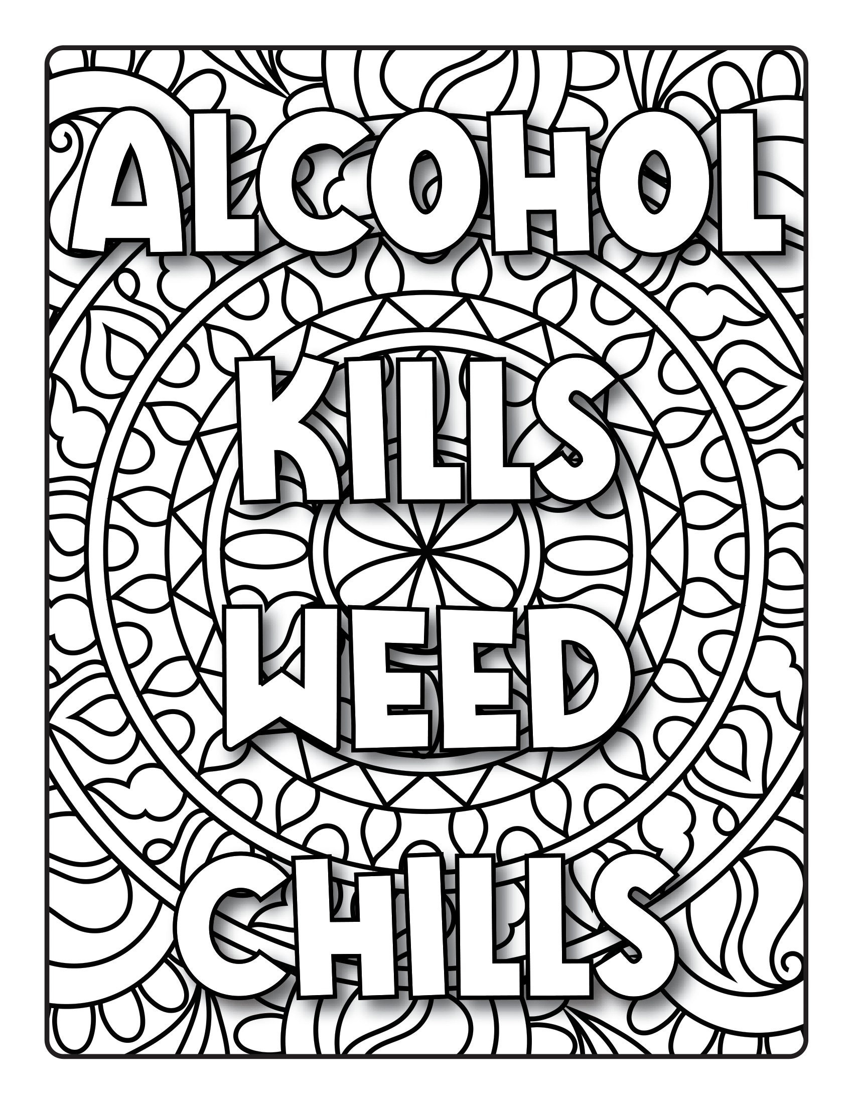 Inspirational Weed Quote Coloring Pages, Adult Coloring Book, Cannabis ...