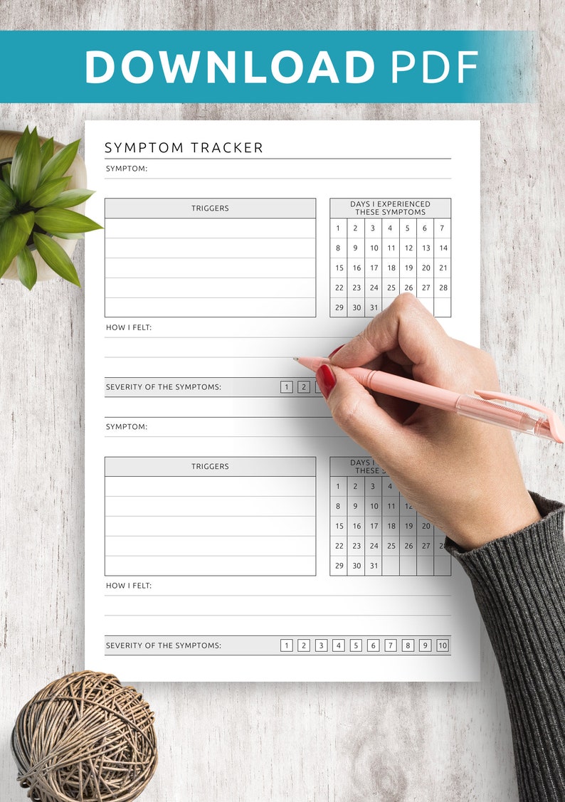 Symptom Tracking, Health Journal, Daily Tracker, Symptom Log, Medical ...