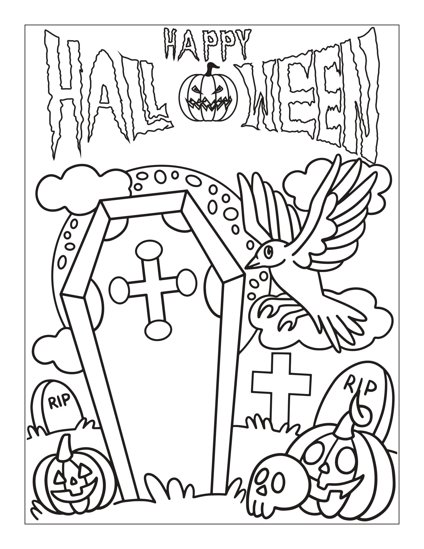 Halloween Coloring Book With Creepy Characters, Scary Coloring Pages ...