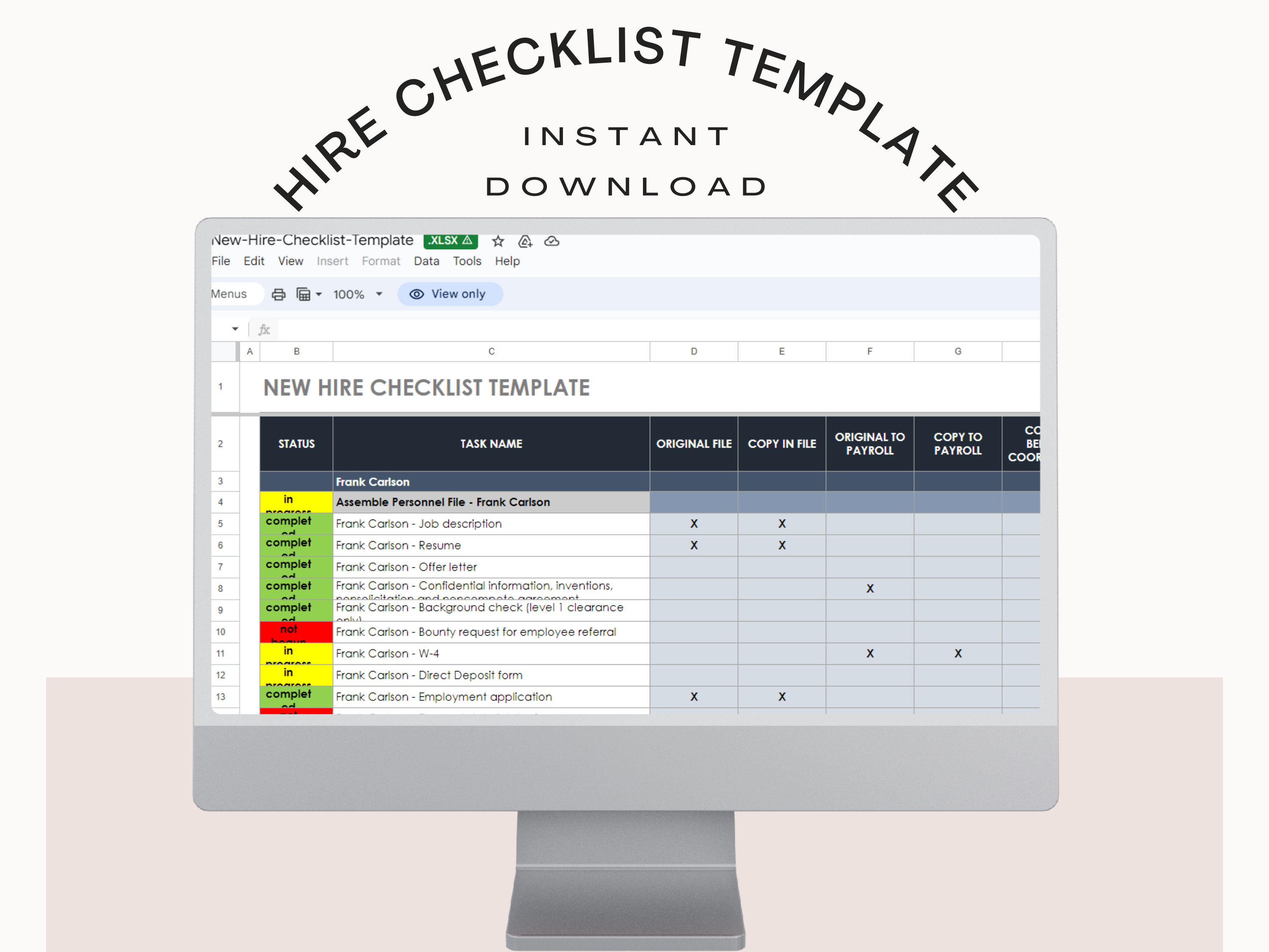 HIRE CHECKLIST TEMPLATE Hire Checklist Template Excel, Recruitment ...