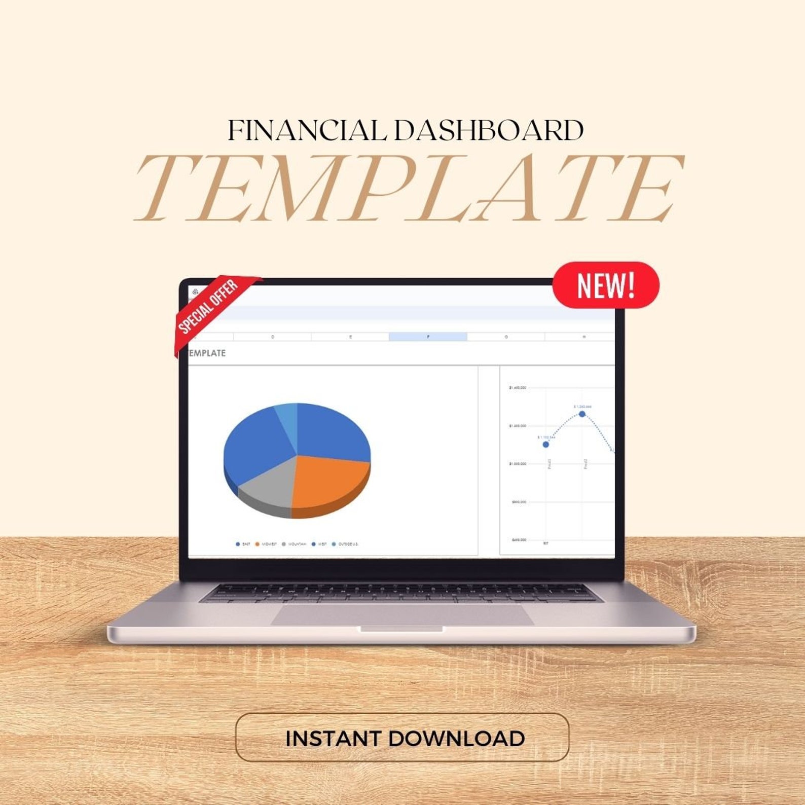 FINANCIAL Dashboard Excel Template Financial Dashboard Finance ...