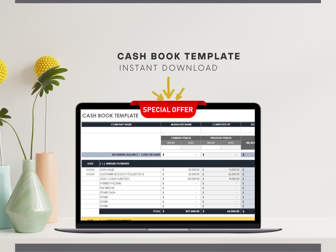 Professional Cash Book Excel Template for Small Businesses | Easy ...
