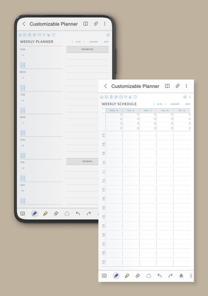 Samsung / Android / iPhone Digital Planner, Phone Calendar Organizer ...