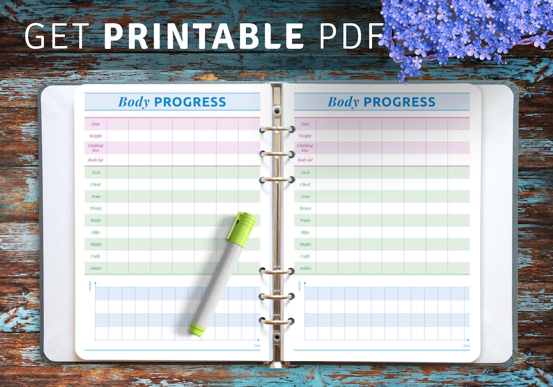 Body Progress Template Body Measurements Tracker Printable, Fitness ...