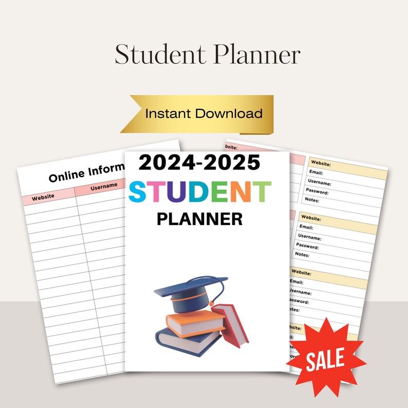 College Student Planner Printable Undated University Academic School ...