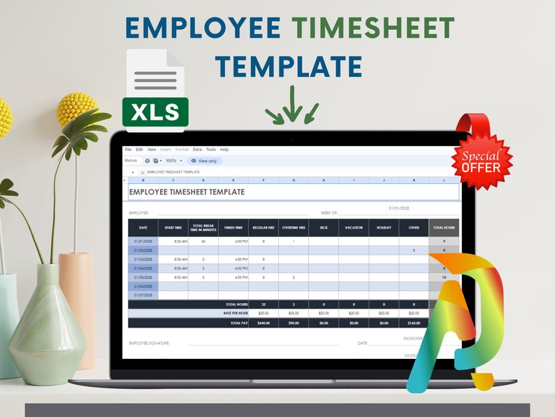 2024 Employee Timesheet, Employee Time Tracker, Weekly Timesheet, Bi ...