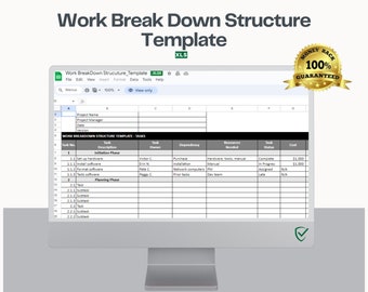 Work Breakdown Structure, Project Management Template, Project Planner ...