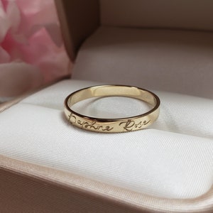 Script Engraved Ring 14kt or Platinum Mothers Name Date GPS Coordinates ...