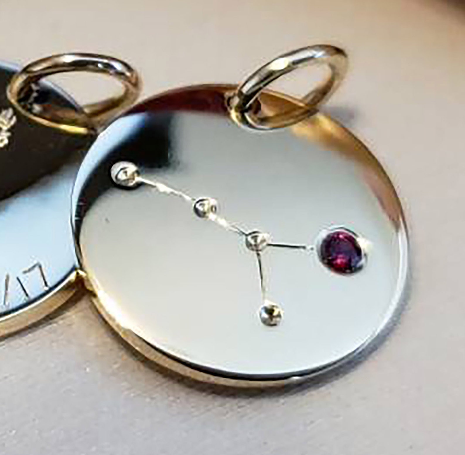 14k Gold / Platinum Birthstone Zodiac Constellation Aries | Etsy