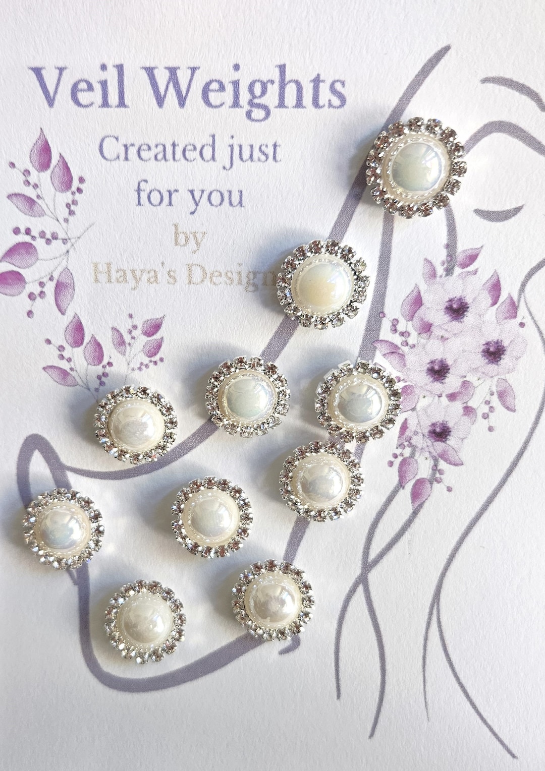 Veil Weights, Crystal & Pearl Veil Weights, Bridal, Elegant, Wedding ...