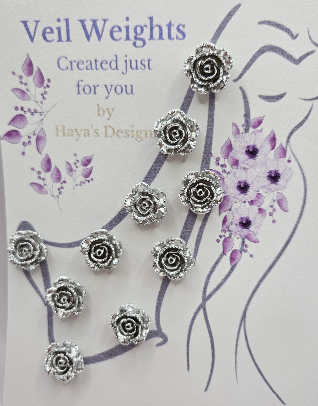 Veil Weights, Silver Rose Veil Weights, Elegant, Wedding, Wedding Veil ...
