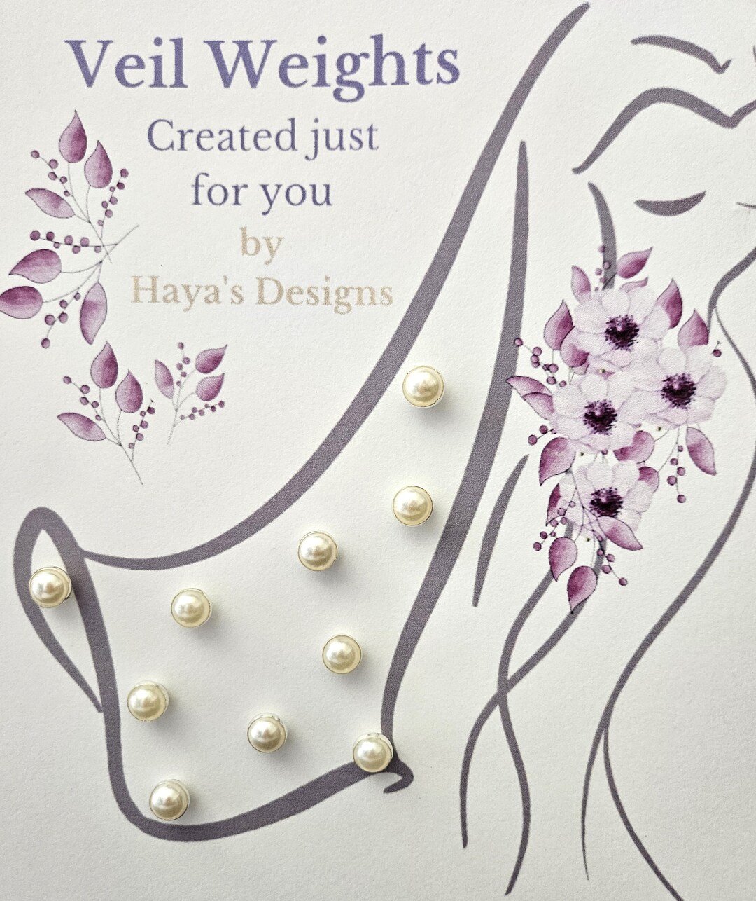 Veil Weights, Cream Ivory Pearls, Silver Banded Bottom, Bridal, Elegant ...