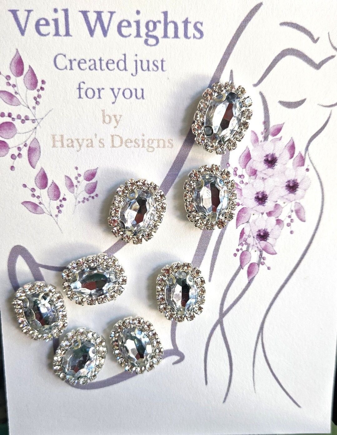 Veil Weights Crystal Oval Cut Veil Weights Bridal Elegant - Etsy UK