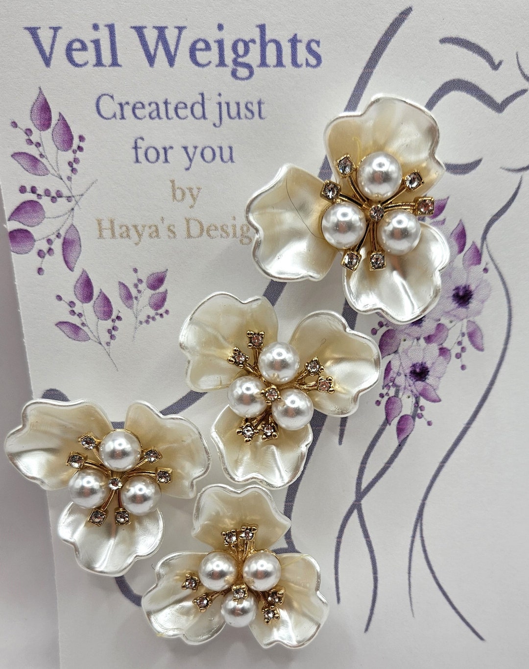 Veil Weights, Ivory Floral Veil Weights, Bridal, Elegant, Wedding ...