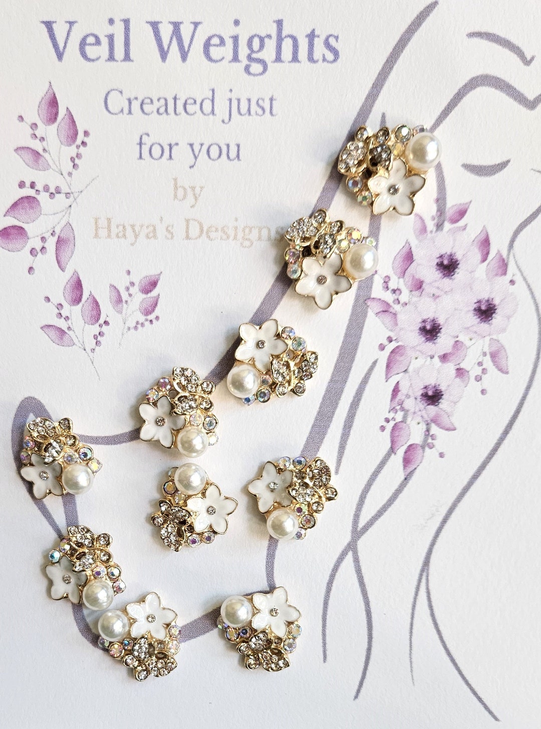 Veil Weights, Gold Cluster Bridal Weights, Elegant, Wedding, Wedding ...