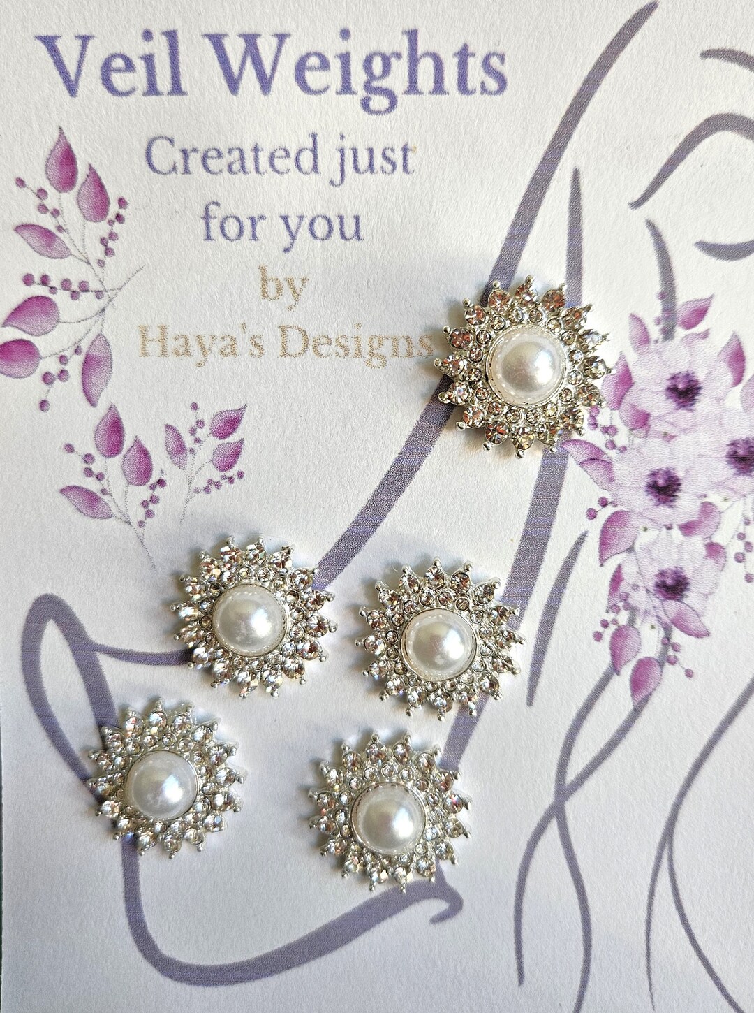 Veil Weights, Crystal & White Pearl Wedding Veil Weights, Bridal ...