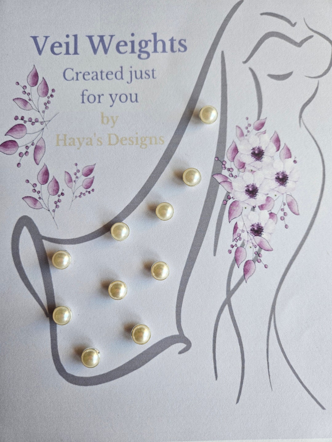 Veil Weights, Ivory Pearls, Silver Banded Bottom, Bridal, Elegant ...