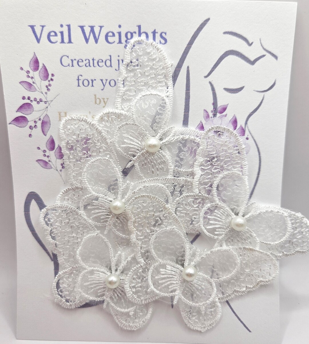 Veil Weights, Butterfly Veil Weights Cream White or Ivory, Elegant ...