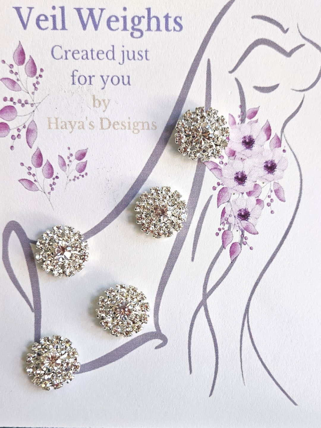 Veil Weights, Crystal Flower Veil Weights, Wedding, Wedding Veil ...