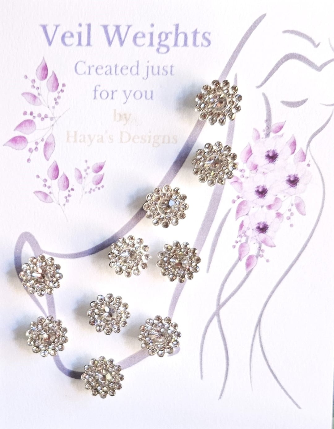 Crystal Flower Wedding Veil Weights: Magnetic Bridal Veil Control - Etsy