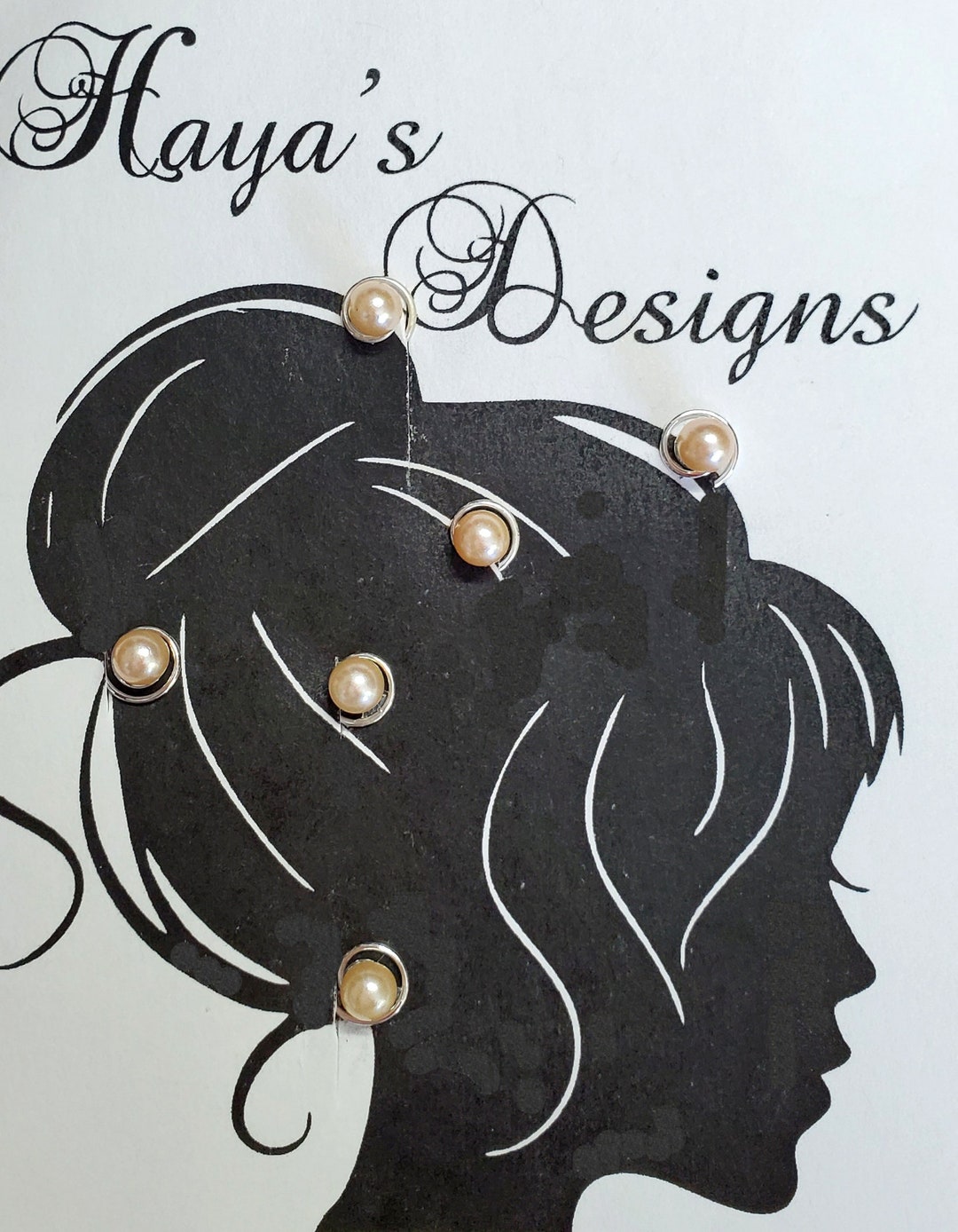 Peach Pearl Hair Swirls, Hair Spins, Hair Coils, Wedding Party, Bride ...