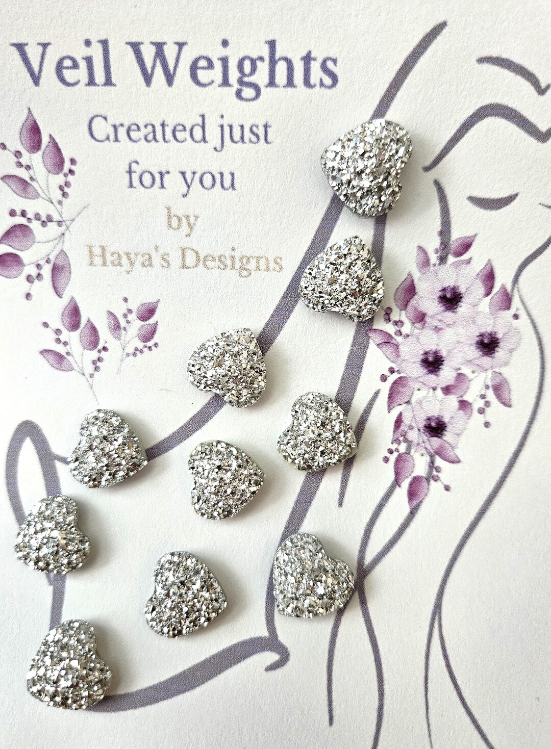 Silver Heart Wedding Veil Weights: Magnetic Resin Druse, Set of 10 - Etsy