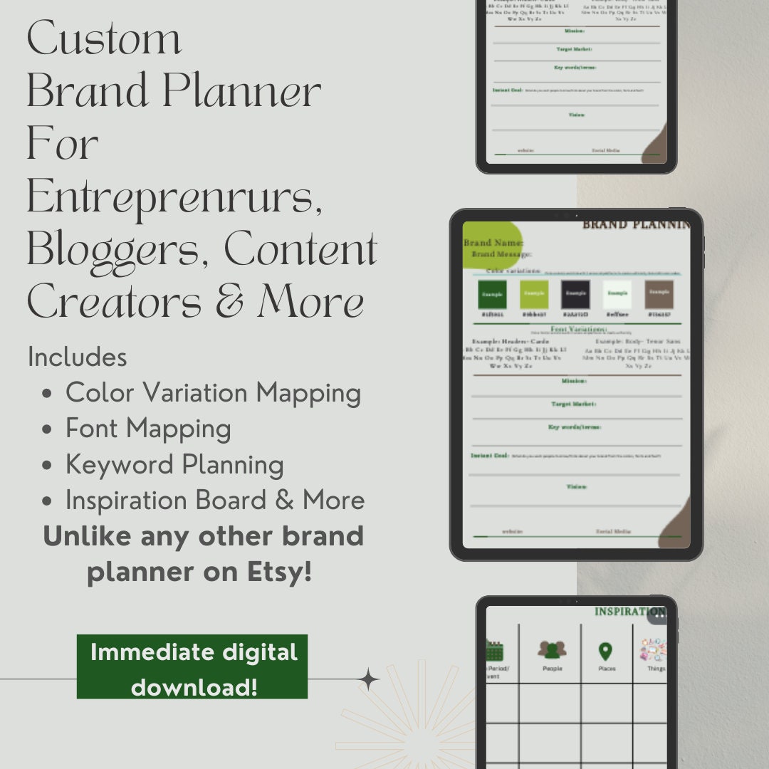 Custom Brand Planner| Map Out Your Brand Details| Entrepreneur Success ...