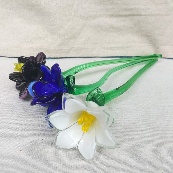 Glass Flowers Long Stem - Etsy