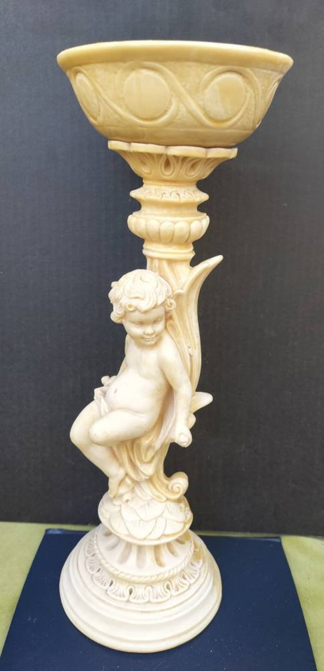 Vintage Alabaster Cherub Angel Tea Light Candle Holder Figurine by Faro ...