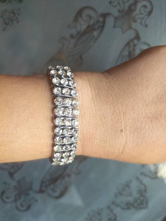 Vintage diamante expanding bracelet - Gem