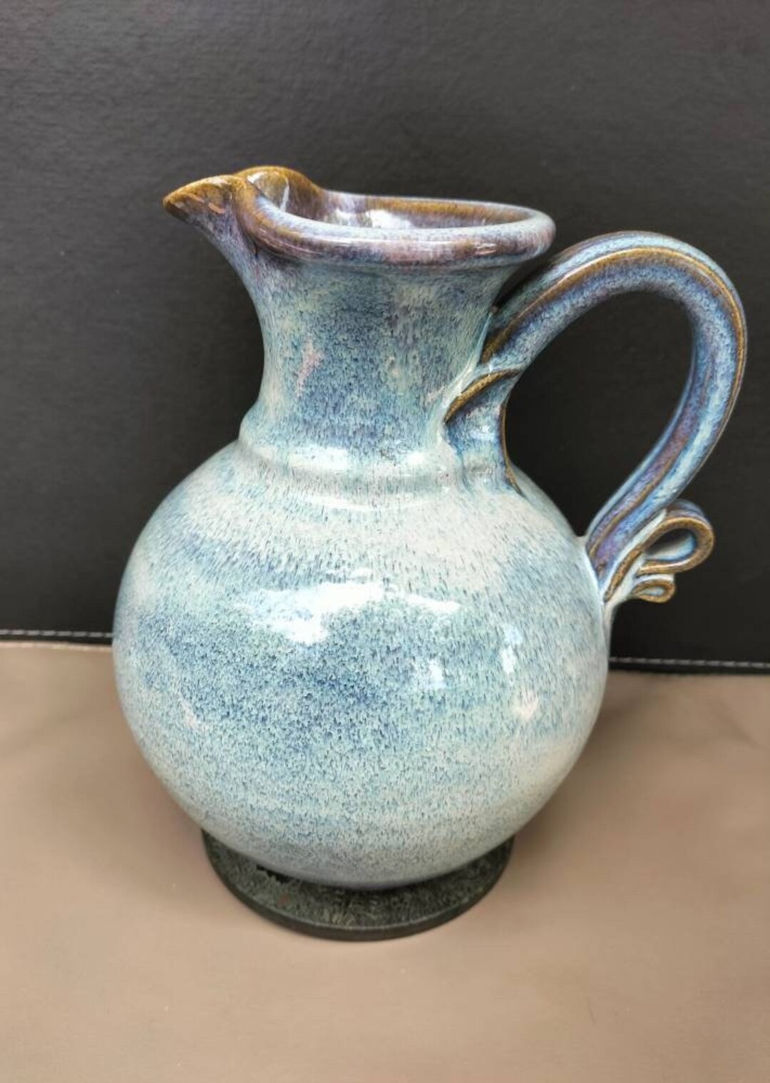 Vintage Blue Drip Glazed Vase Pitcher, Studio Pottery, Ceramic Pitcher ...