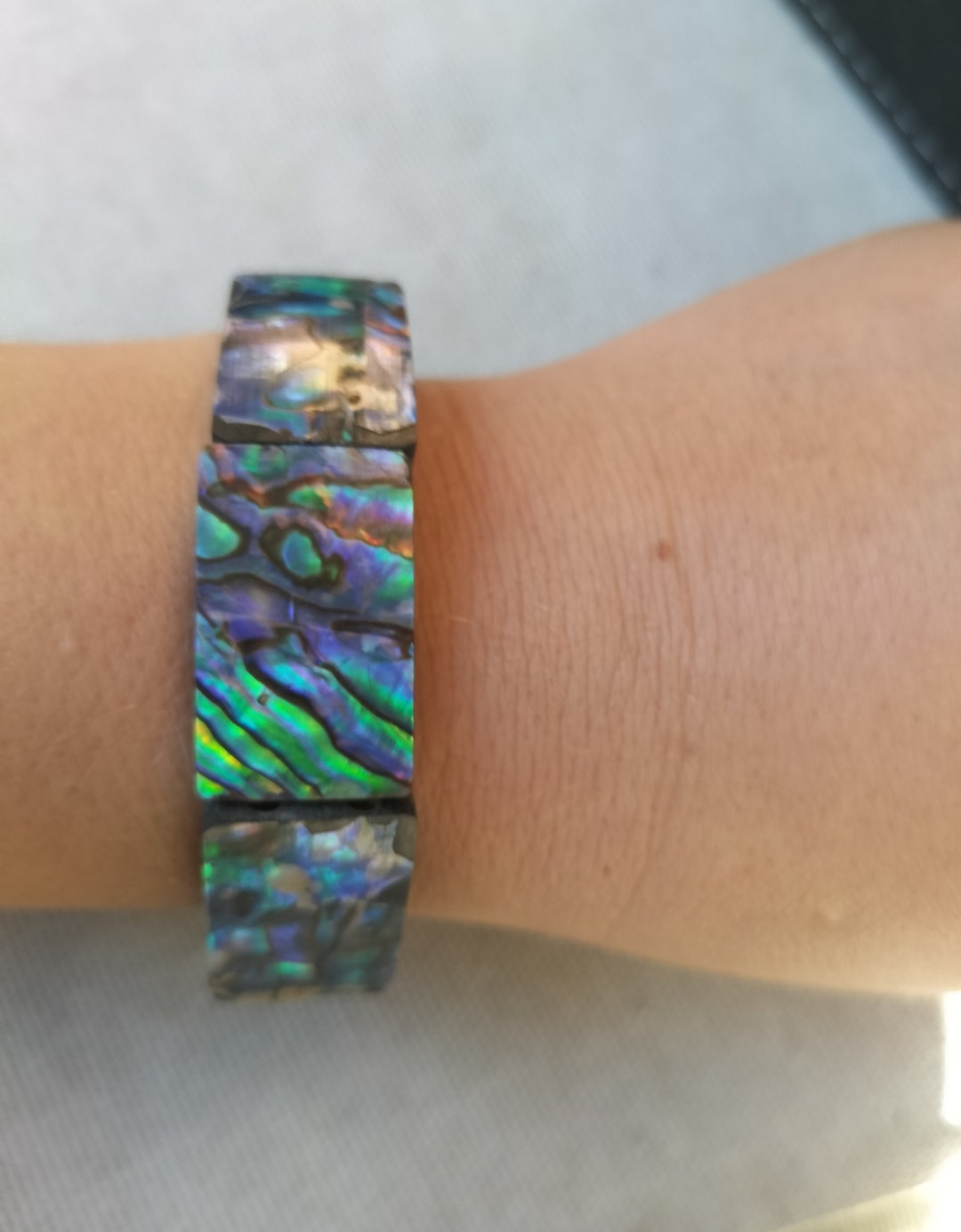 Vintage Abalone Shell Resin Stretch Bracelet Beautiful - Etsy