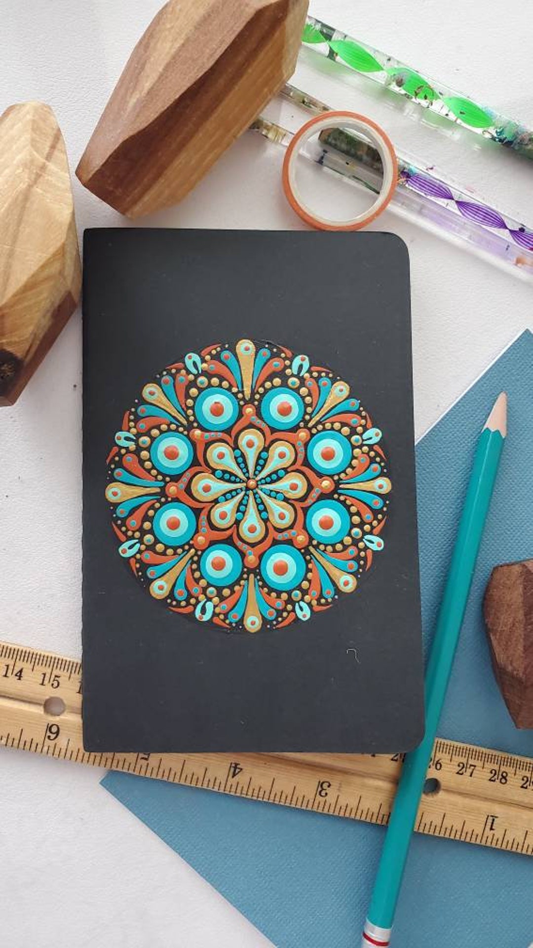 Handpainted Mandala Art Jewel Tone Moleskine Notebook Planner - Etsy