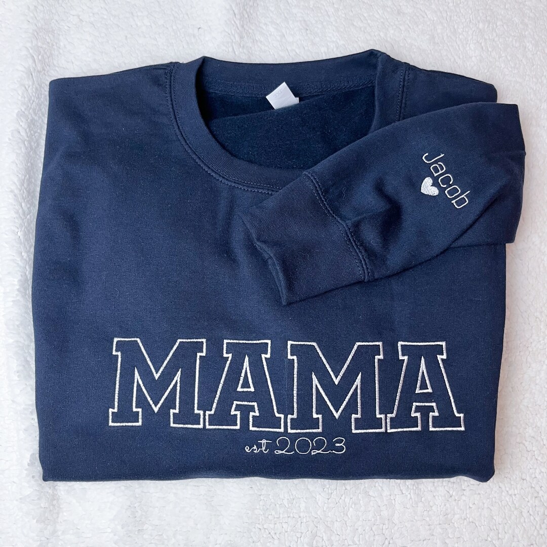 MAMA EST Embroidered Personalised Sweatshirt Jumper Mummy Mum - Etsy UK