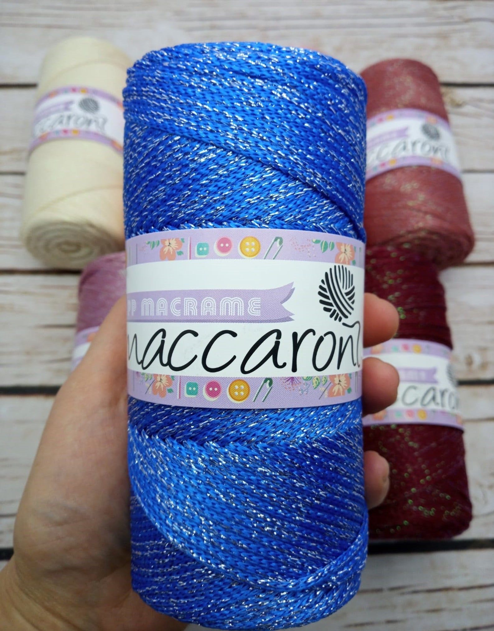 Maccaroni Pp Macrame Yarn Polyester Glitter Rope Macrame Cord - Etsy