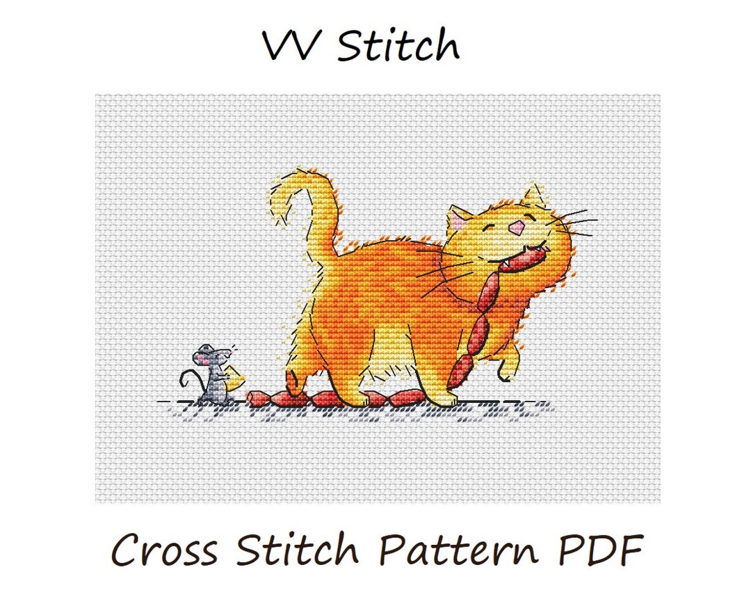Ginger Cat Cross Stitch Pattern Digital PDF Animal Cross Stitch Hand ...