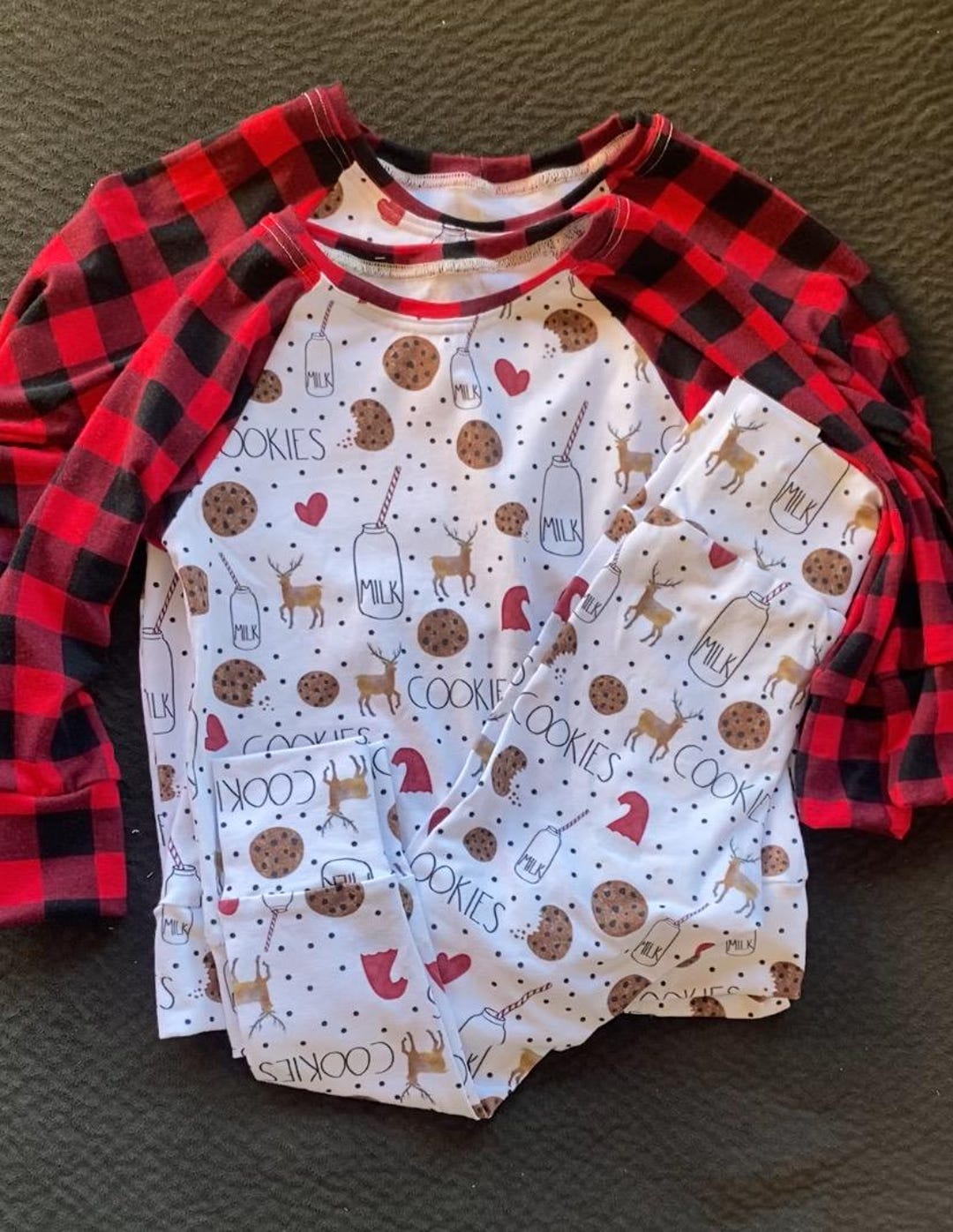 Christmas Cookies and Milk Outfit, Raglan Top, Leggings, Lounge Set ...