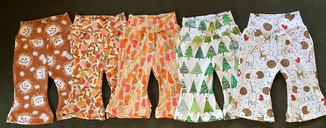 Christmas Girls Bell Bottoms, Christmas Trees, Stocking, Cookies and ...