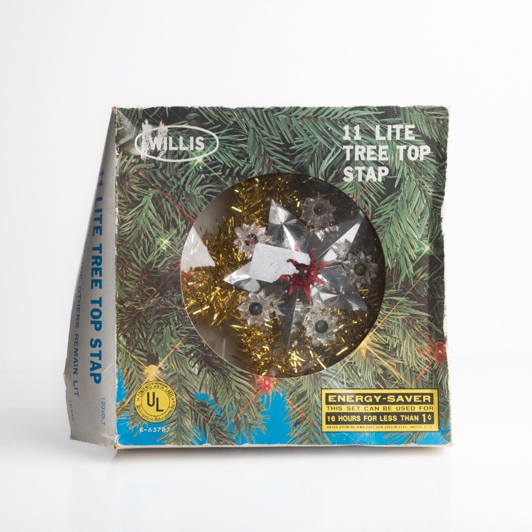 Vintage Willis Light up 11 Lite Tree Top Topper Star Multicolored ...