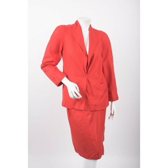 Halston III Vintage 1980s Womans Suit Skirt Blazer Size 8 Red | Etsy