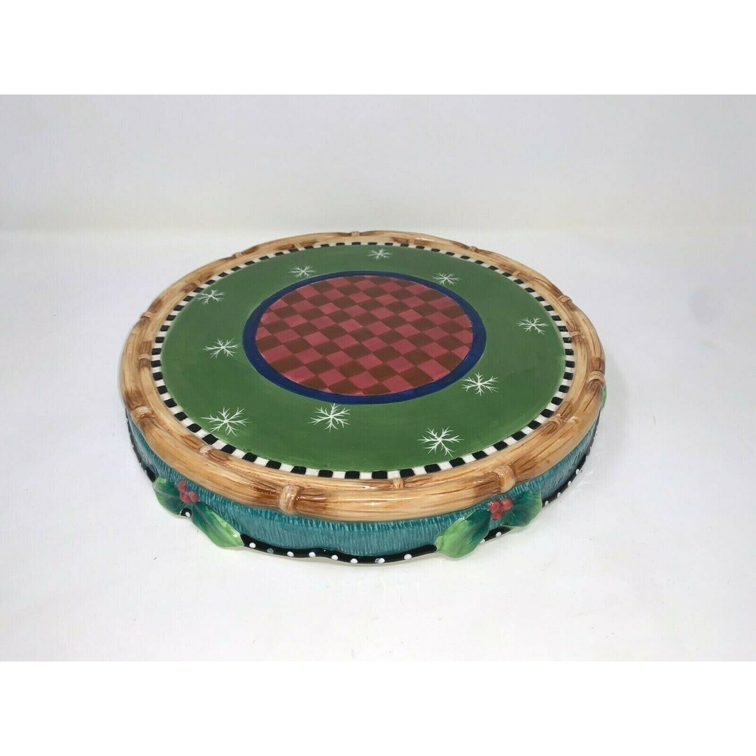 Peggy Fairfax Herrick House of Hatten 10" Cake Plate Snowman Holly ...