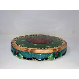 Peggy Fairfax Herrick House of Hatten 10" Cake Plate Snowman Holly ...