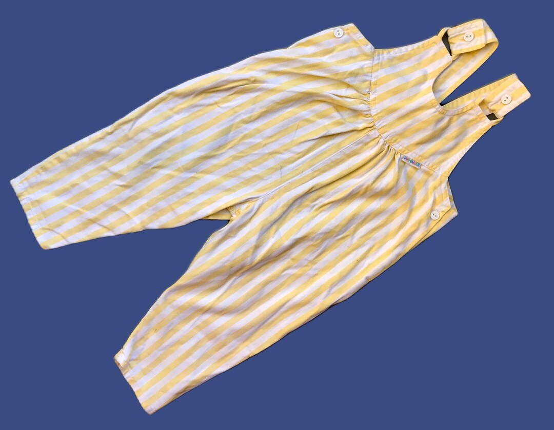 Vintage Yellow Stripe Baby Overalls Boy Girl 3-6 Months 6-9 Retro 1980s ...